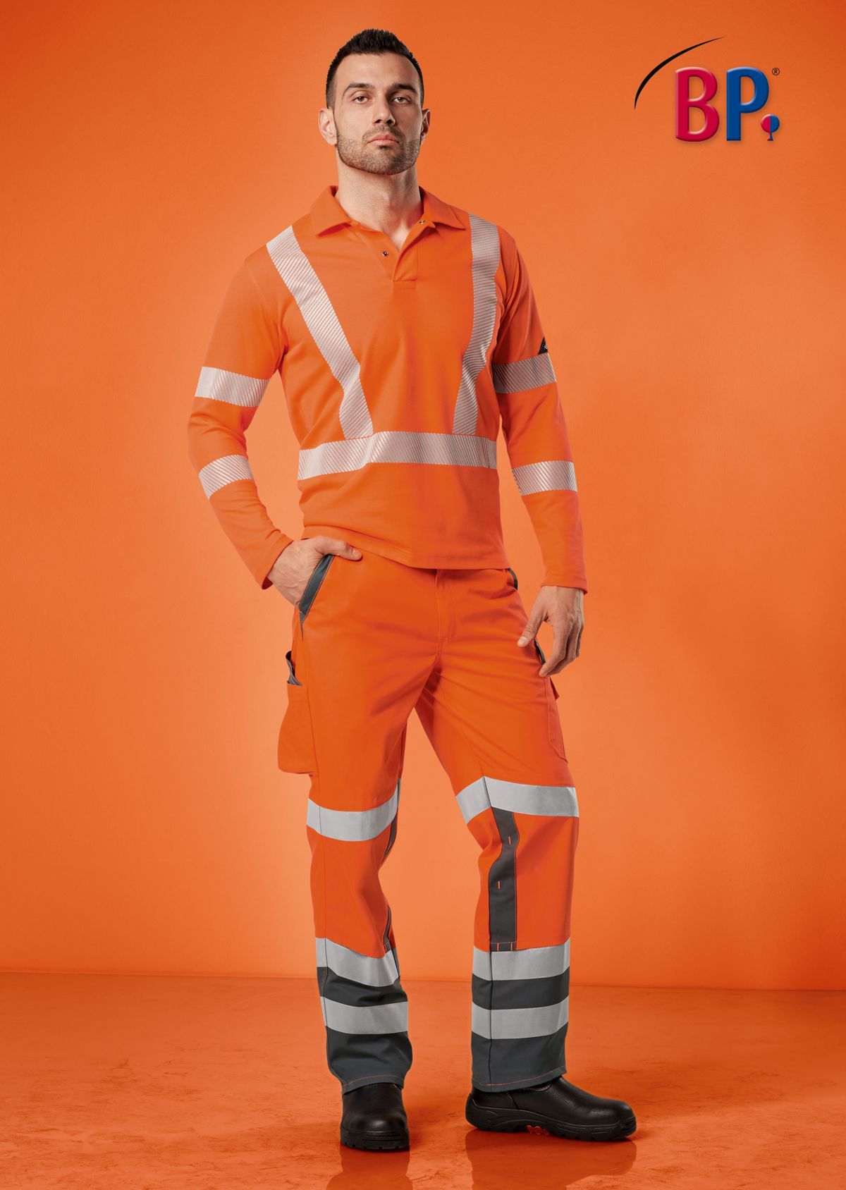 BP® High-visibility long-sleeve polo shirt | 2XL | 2133-261-85000006